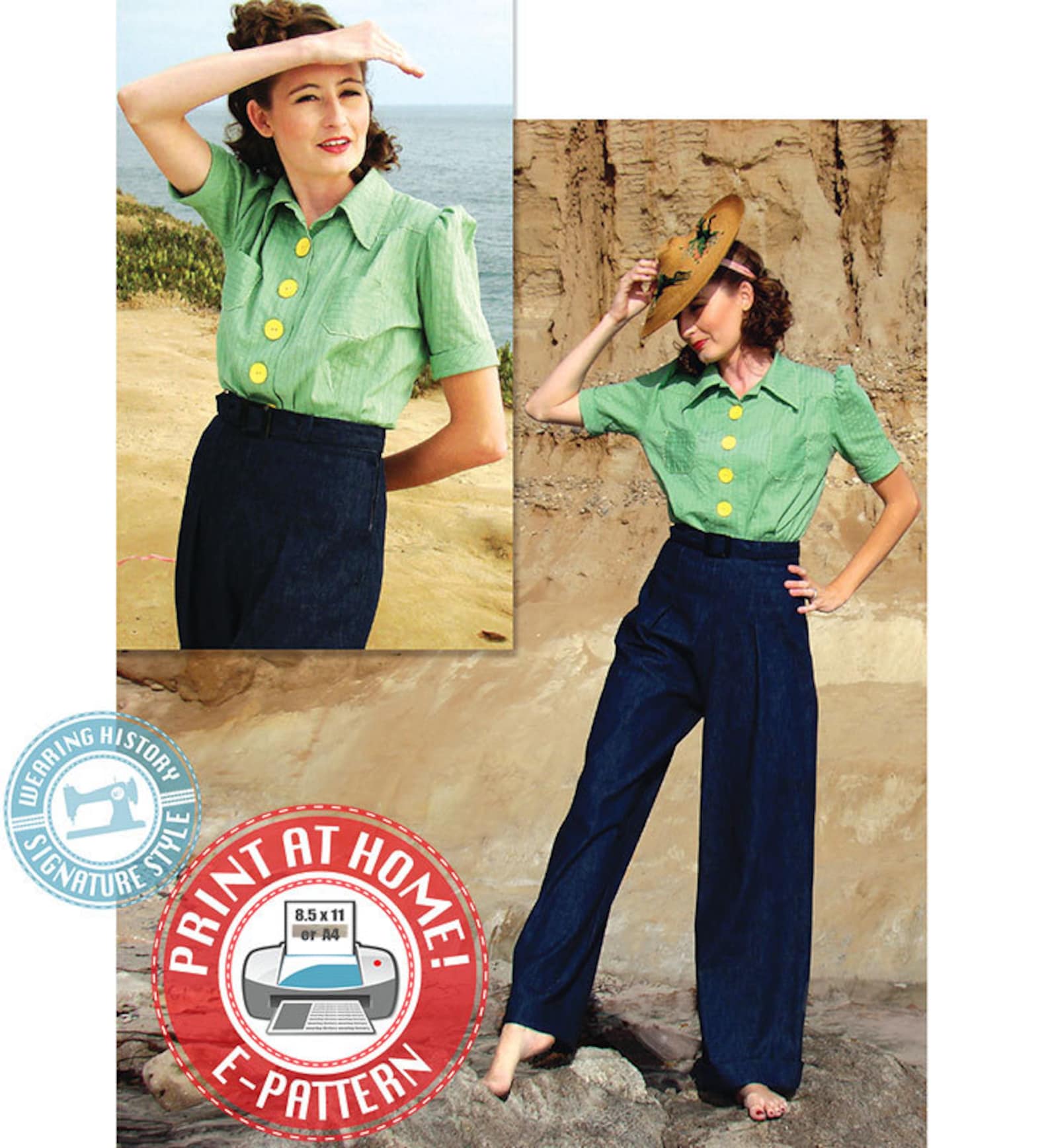 E-pattern Smooth Sailing 1930s Sport Togs Blouse & Trousers Pattern ...