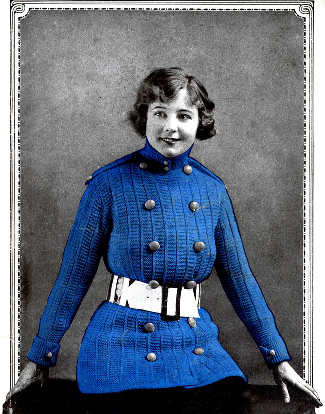 1910s WWI Military Inspired Sweater Coat Knitting E-pattern- PDF ...