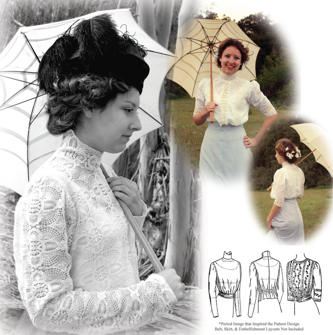 E-pattern- 1900-1910s Blouse & Guimpe Pattern- SIZE PACK 1 - Etsy