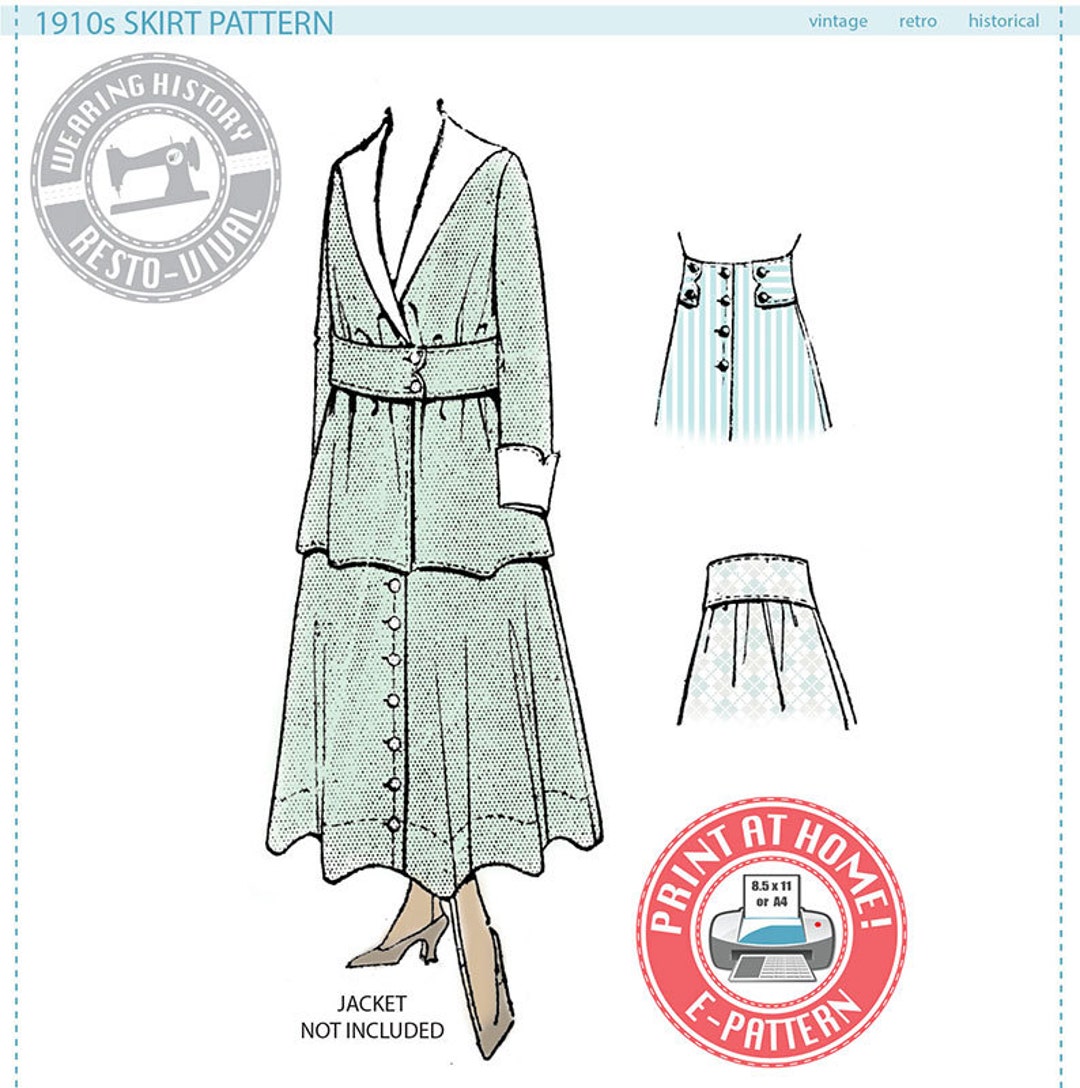 E-pattern- 1910s SKIRT- Circa 1916 - Wearing History PDF Vintage ...