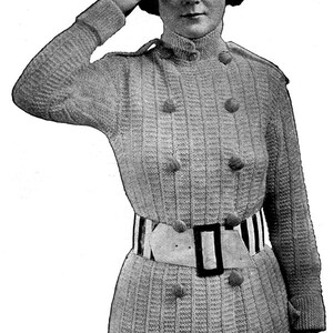 1910s WWI Military Inspired Sweater Coat Knitting E-pattern- PDF ...