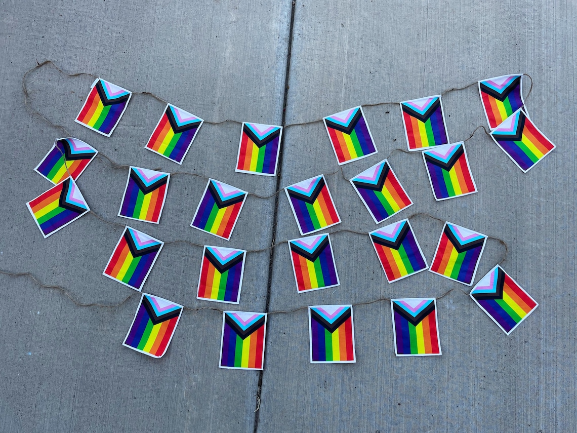 Progress Pride Flag Garland Small Flags - Etsy