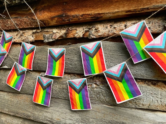 Progress Pride flag garland large flags | Etsy