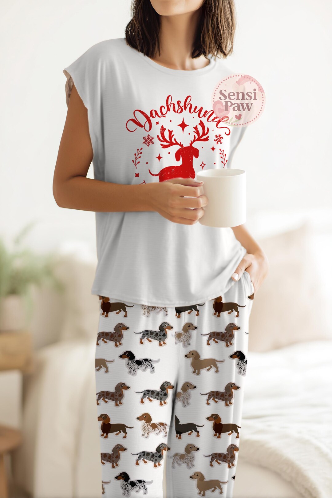 Christmas Dapple Dachshund Pajama Set,cute Sausage Dog Holiday ...