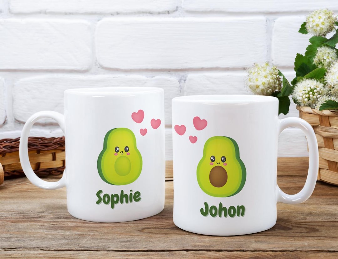 Avocado Couple Mug Set, Custom Couple Mug, Funny Couples Coffee Mugs ...