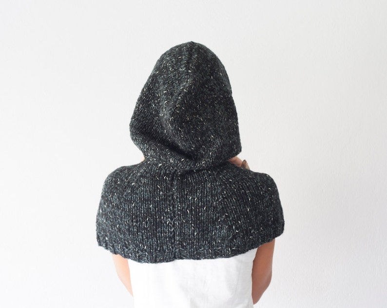 Sales Black Knit Cowl With Hood,black Knit Hood,black Hoodie,knit ...