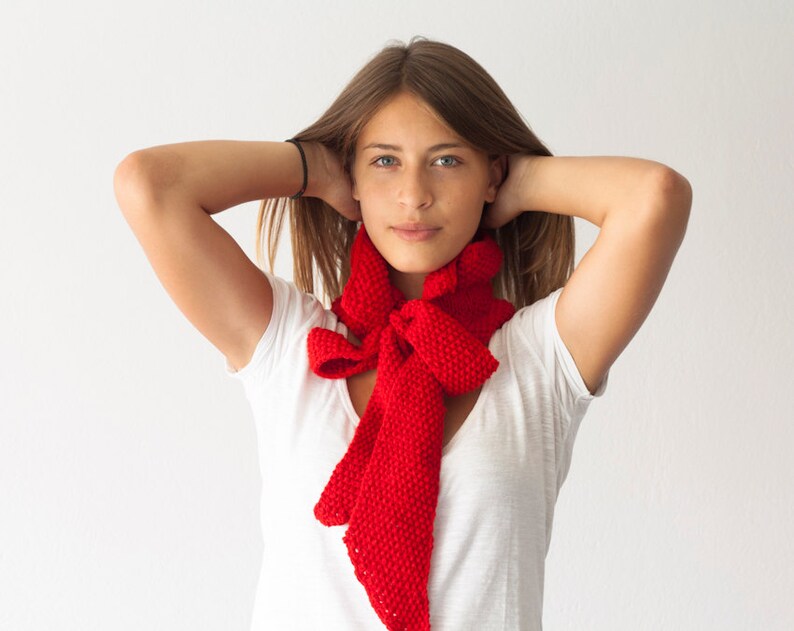 Sales Red Knit Bow Collar Knit Scarf Neckwarmer Cowl Scarf Neck Warmer ...