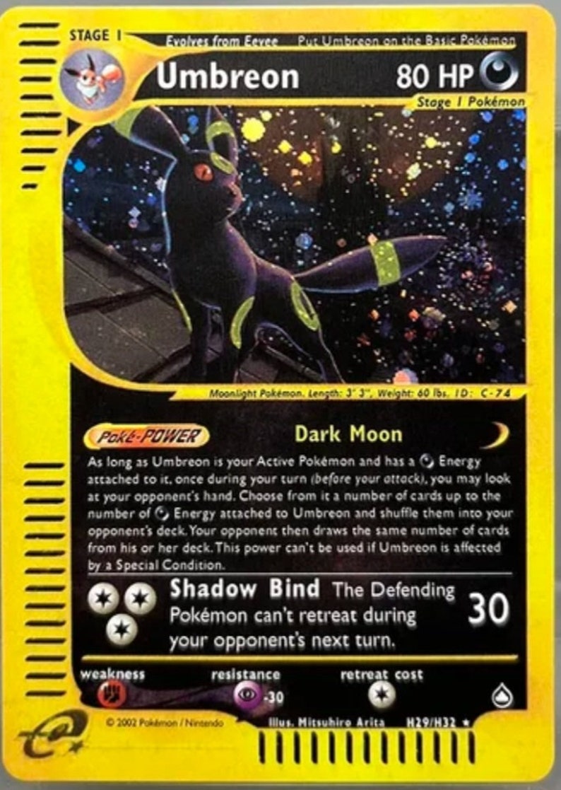 Umbreon H29/H32 Aquapolis / 2002 E-reader / PROXY CARD / Holo Rare ...