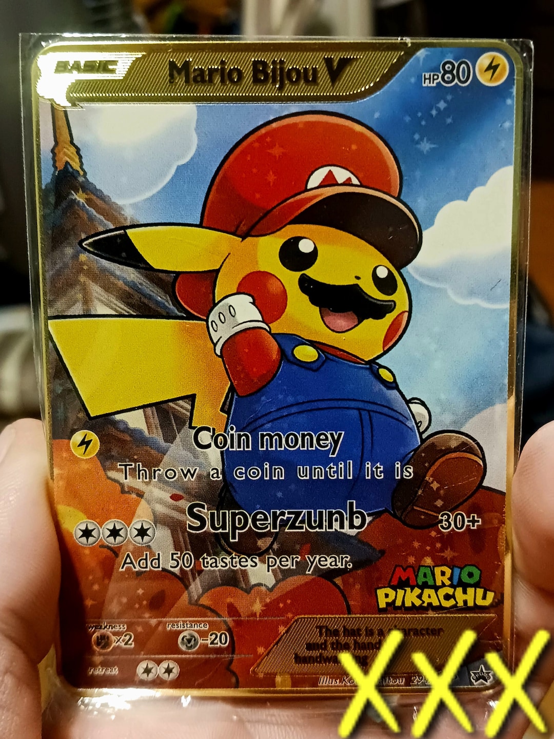 Pokemon TCG Mario Pikachu 24kt Gold Plated Card Collectible Gift - Etsy