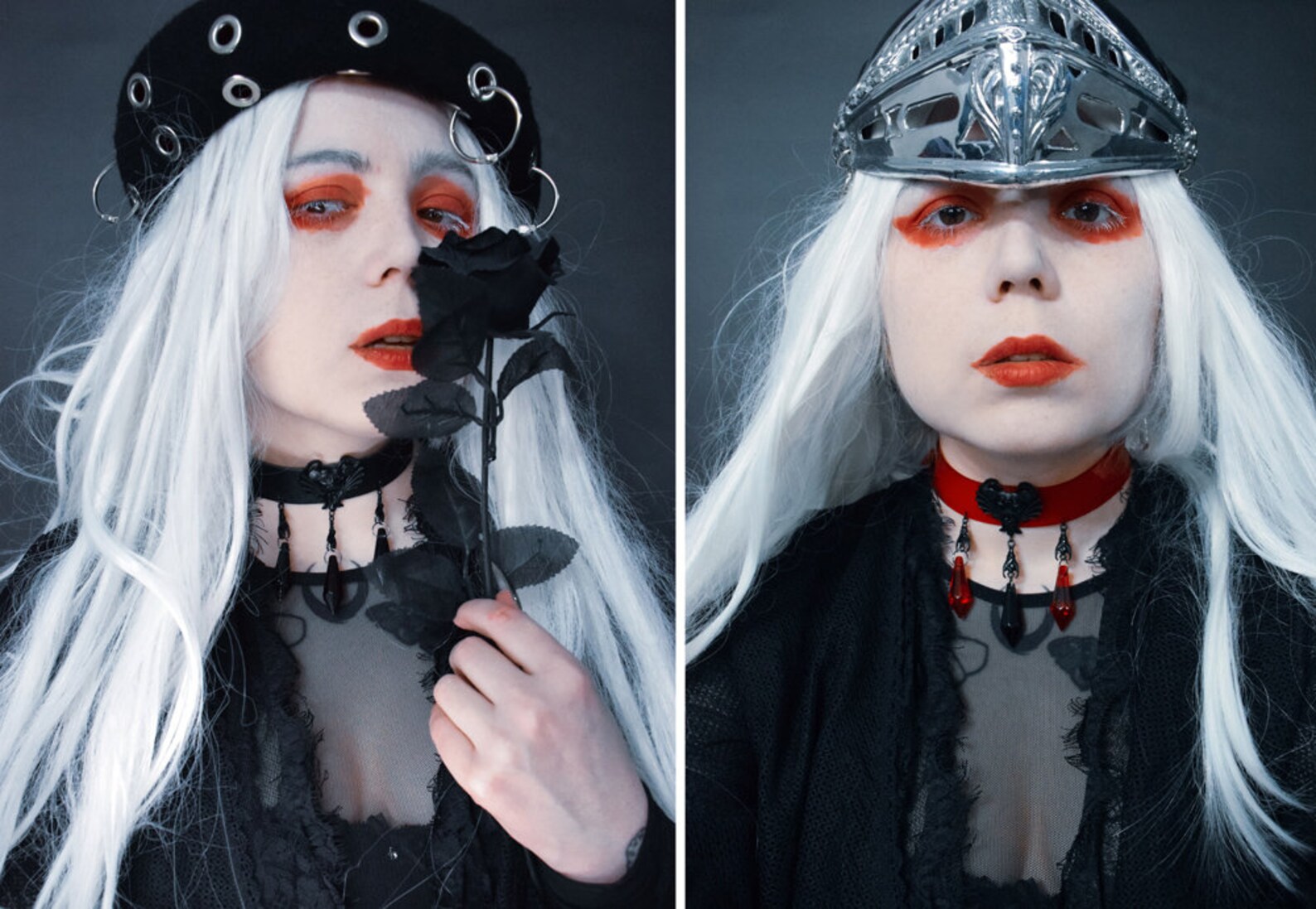 GARGOYLE CHOKER: Black or Red Pvc Choker With Crystals and Small Metal ...
