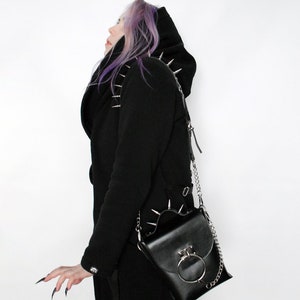 NOIR Spiked Leather Top Handle Bag: O-ring Chain Detail - Etsy