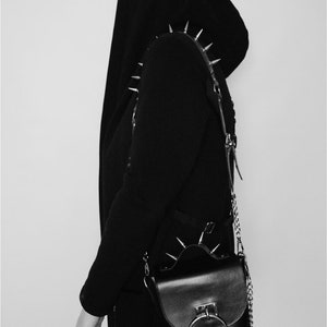 NOIR Spiked Leather Top Handle Bag: O-ring Chain Detail - Etsy