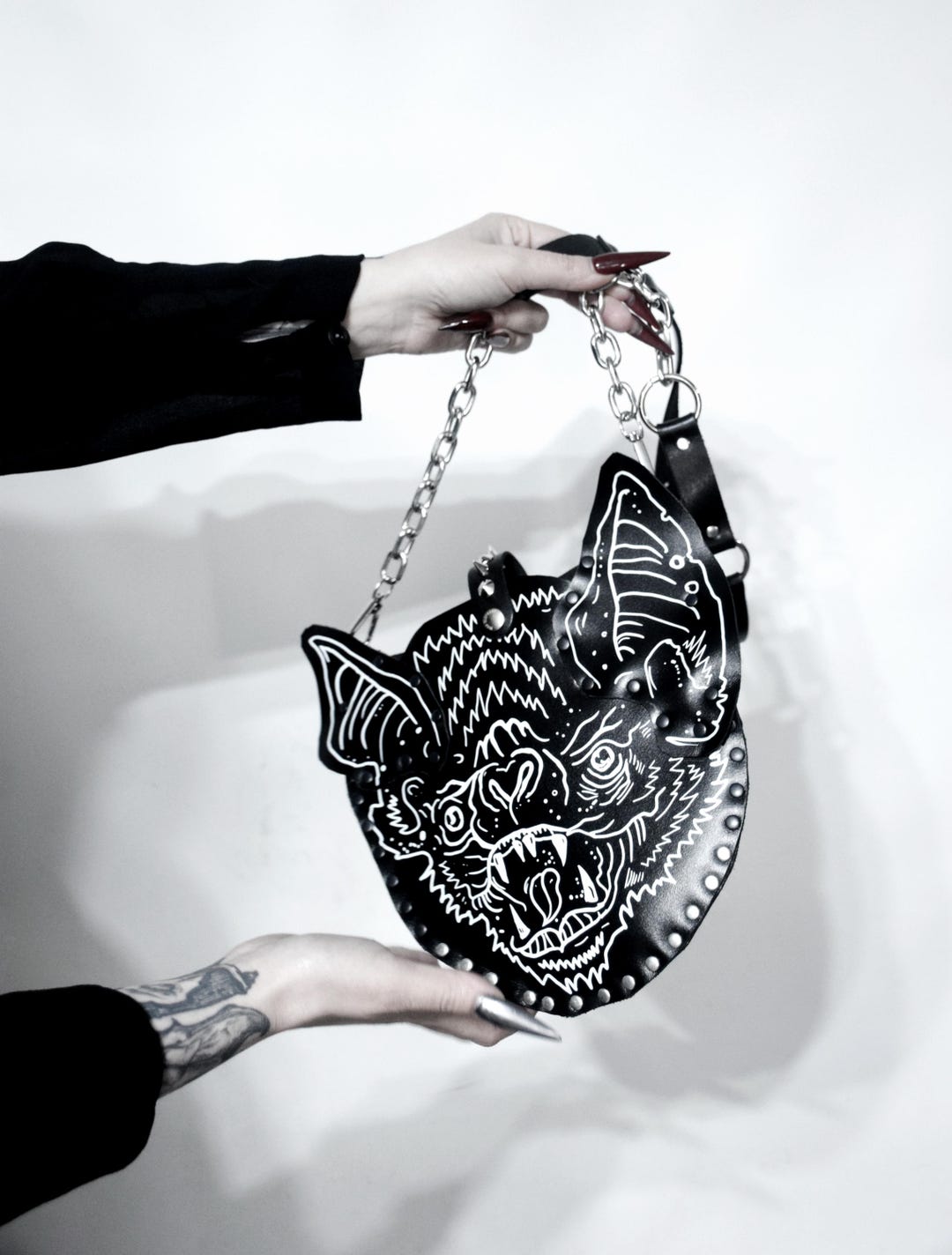 Gothic Vampire Bat Leather Bag — Punk Bat Crossbody Pocket Purse | Dark ...