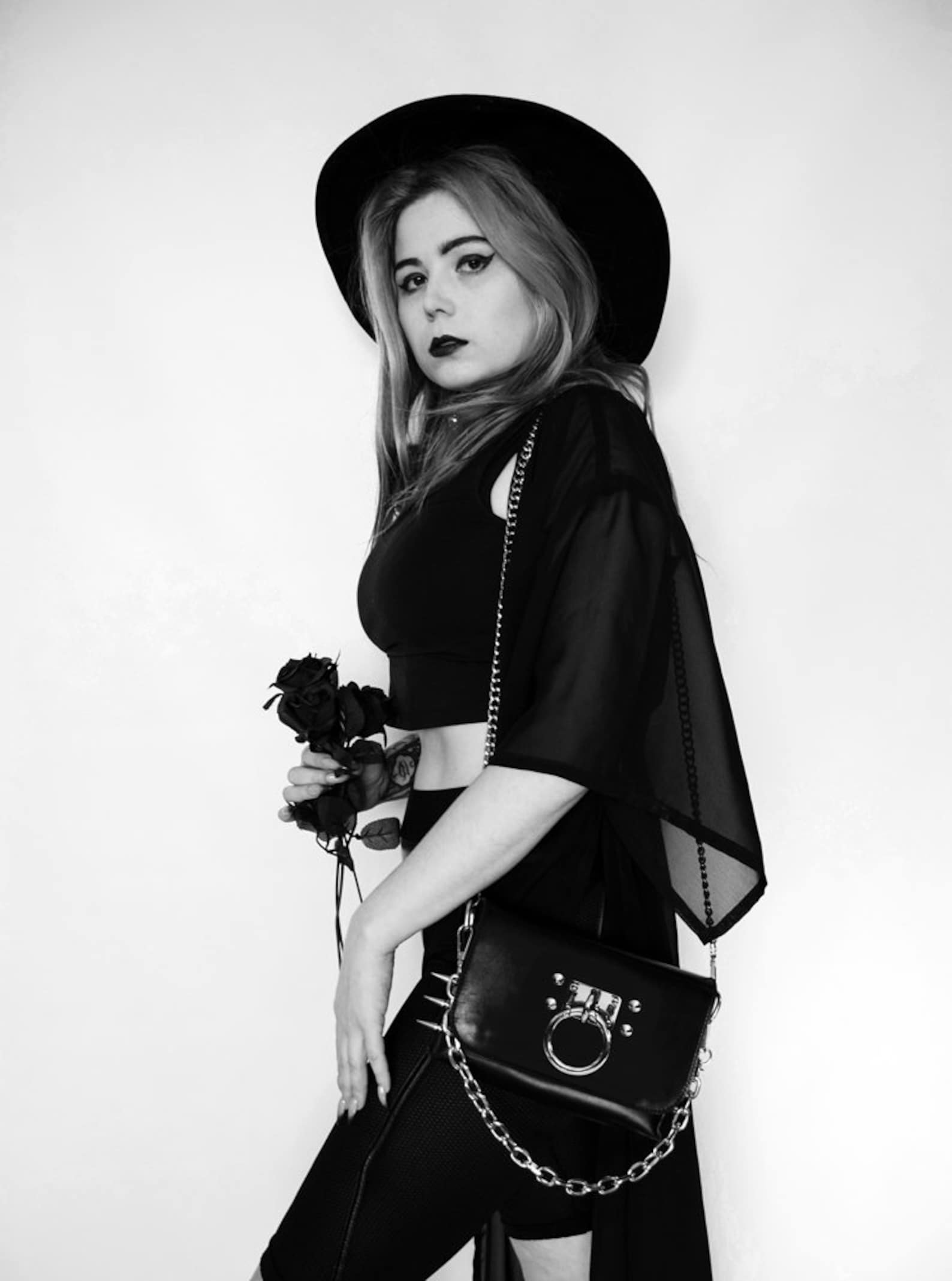 KAJAN SPIKED BAG: Leather Purse With Spikes, Chain Handle and Belt ...