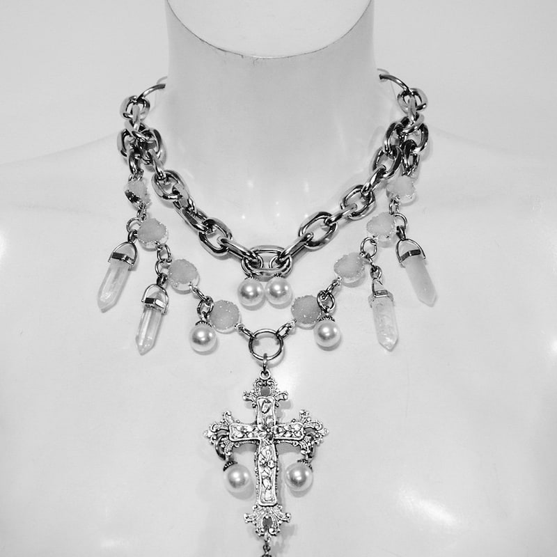 Pearl Cross Necklace - Etsy