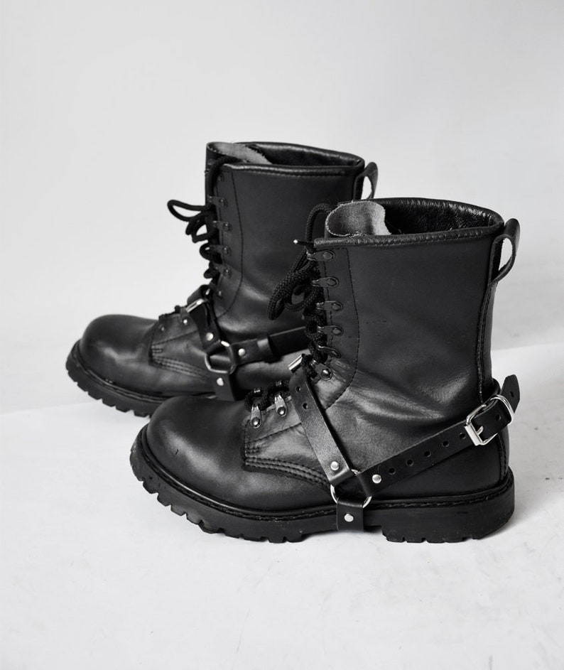 Leather Boot Harnesses With Rings: Adjustable Shoe Cuffs - Etsy