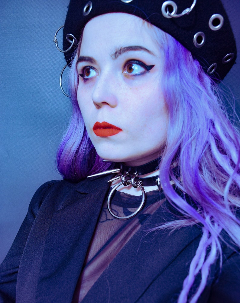 TRIXY SPIKED CHOKER: Brutal Leather Neck Collar With Big Spikes and ...