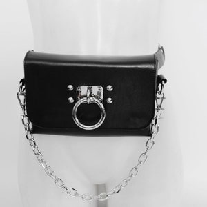 KAJAN SPIKED BAG: Leather Purse With Spikes, Chain Handle and Belt ...