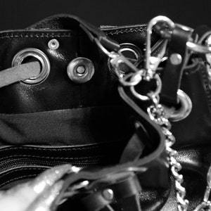 CHAIN CAGED BAG: Leather Drawstring Bag With the Metal Chain Cage - Etsy