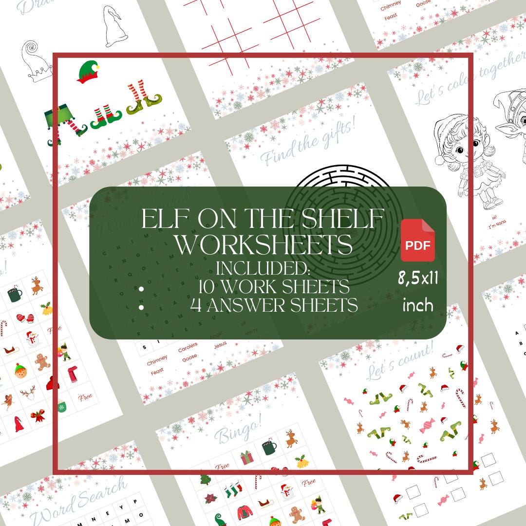 Elf on the Shelf Kit, Toddler Worksheets, Homeschool Printables, Busy ...