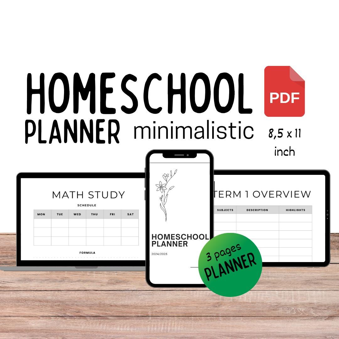 Homeschool Printable Planner, Minimalistic, Homeschool Schedule, Lesson ...