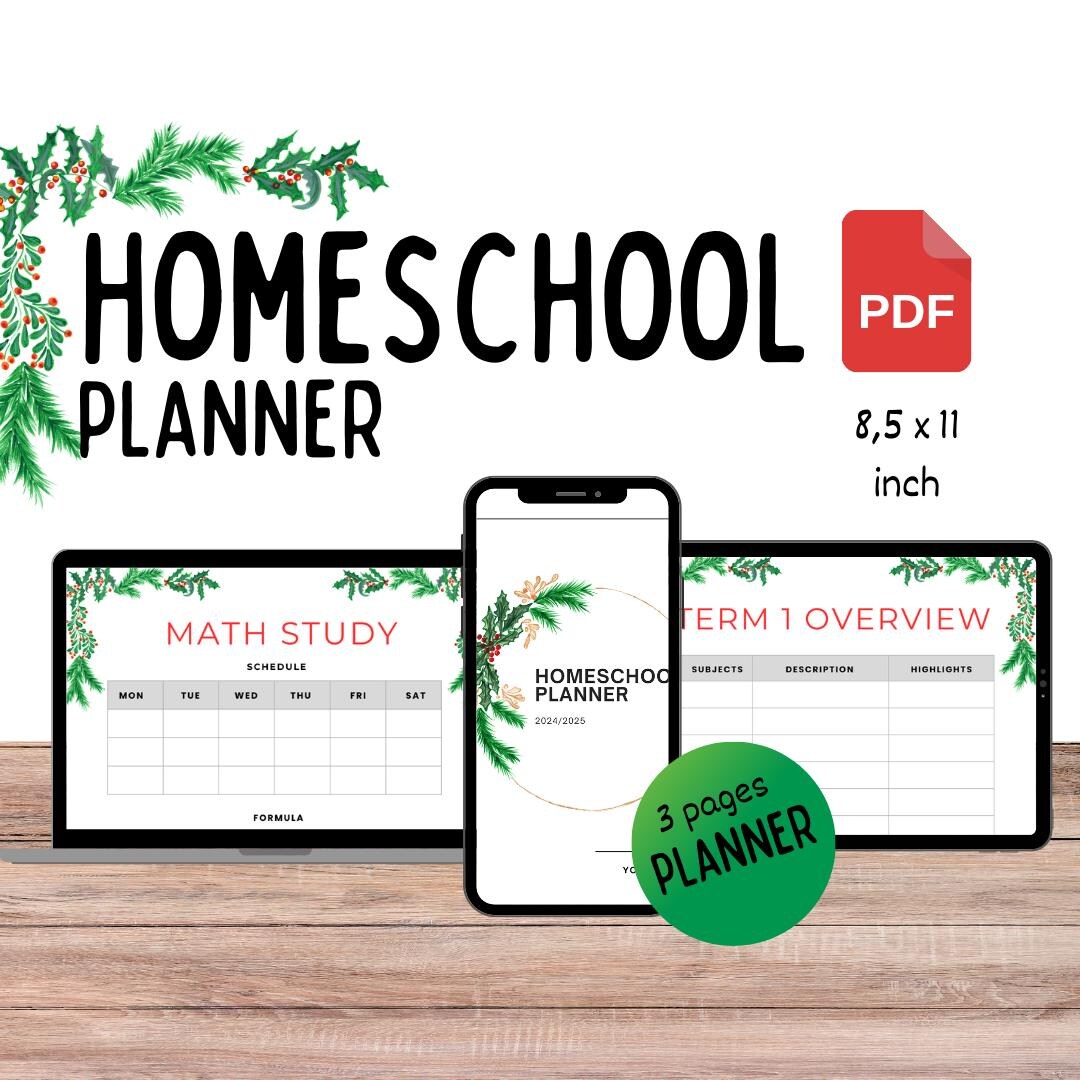 Homeschool Digital Planner, Homeschool Planner Christmas Style ...