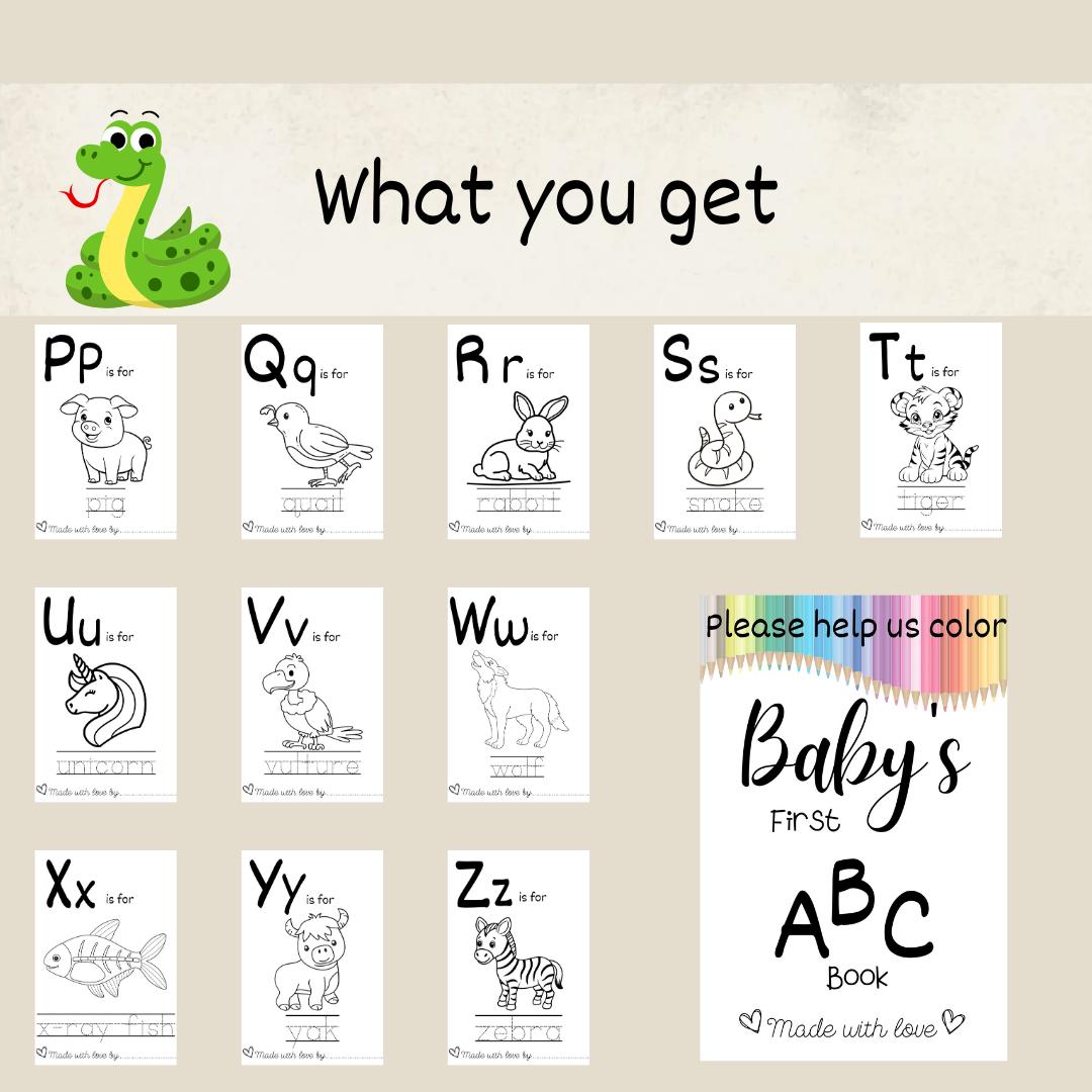 Animal Theme ABC Coloring Book, Printable ABC, Kids Activity ...