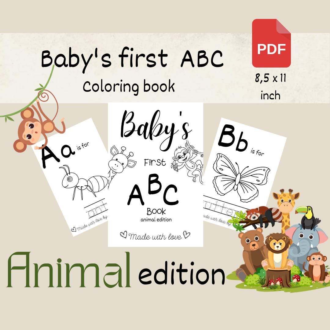 Animal Theme ABC Coloring Book, Printable ABC, Kids Activity ...