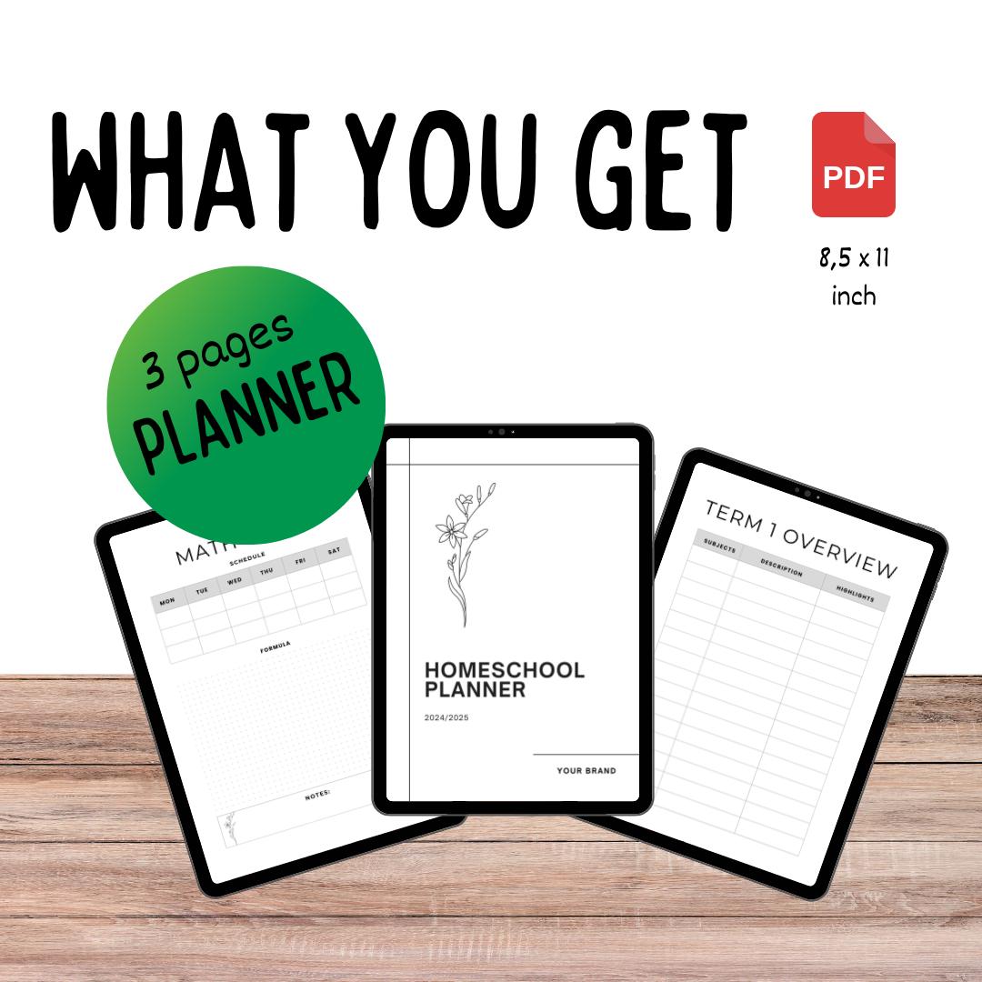 Homeschool Printable Planner, Minimalistic, Homeschool Schedule, Lesson ...