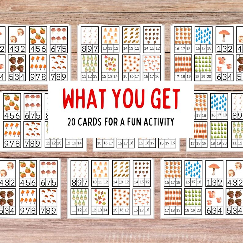 Autumn Counting Cards, Numbers 1-20, Homeschool Activities, Printable ...