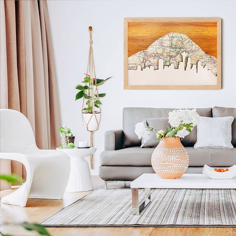 Seattle Skyline and Mount Rainier Collage Map Wall Art | Etsy