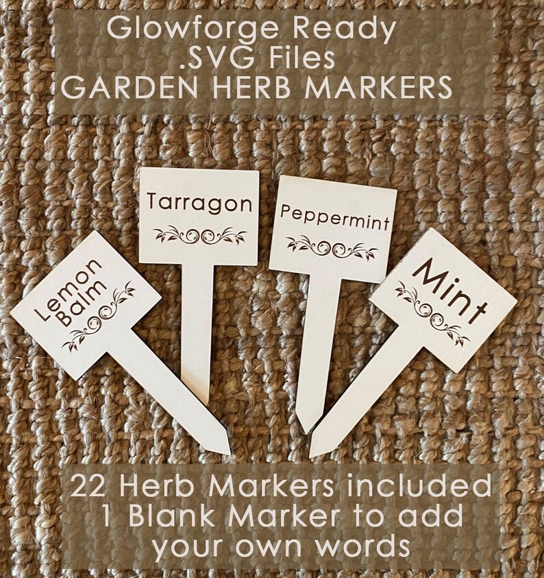 22 Herb Garden Markers Cut and Etch Glowforge .SVG File | Etsy