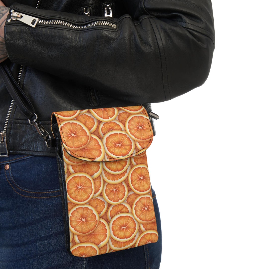 Orange Slice Cell Phone Wallet Fruit Print Crossbody Bag Citrus-themed ...
