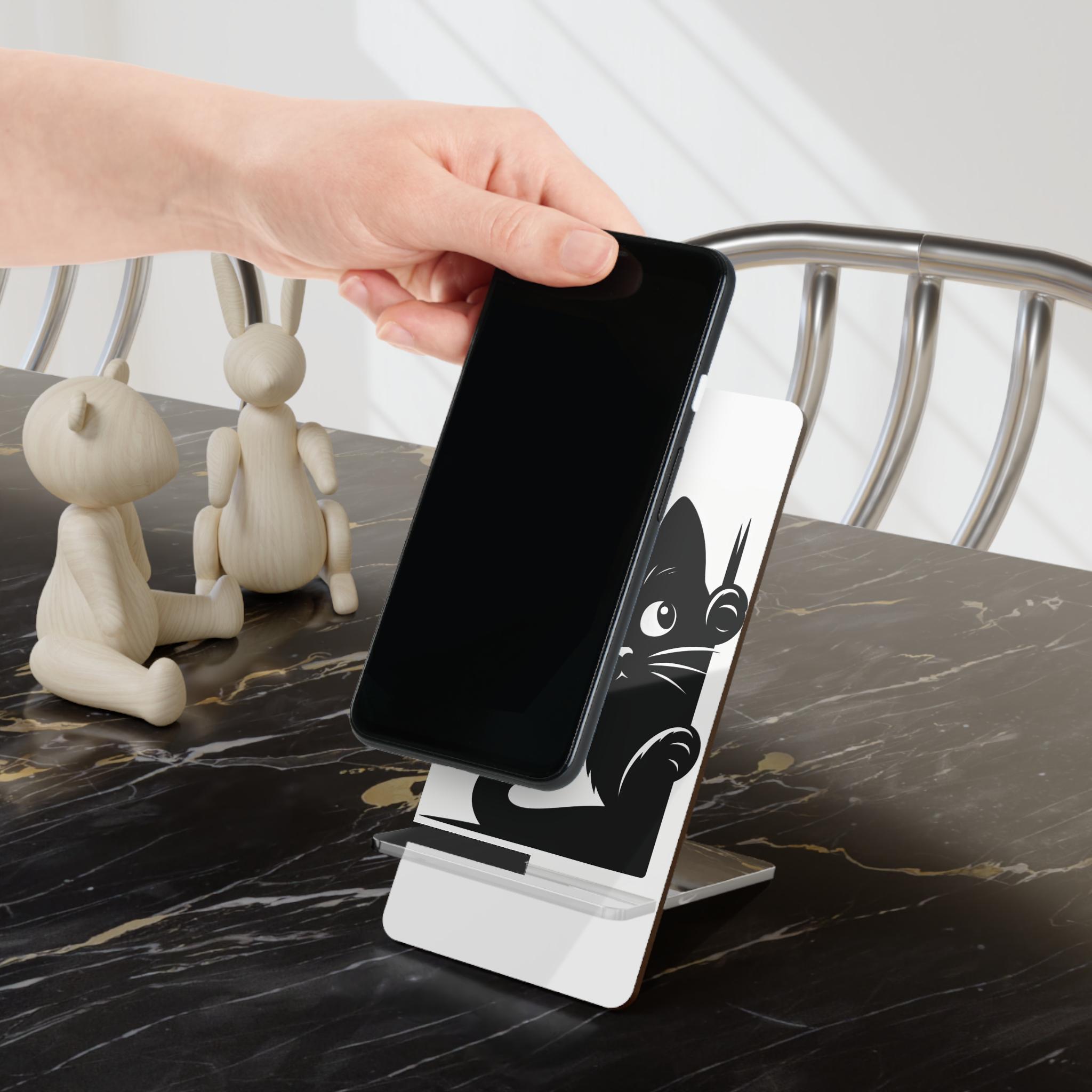 Peeking Black Cat Smartphone Stand Cute Cat Phone Holder, Desk Decor - Etsy