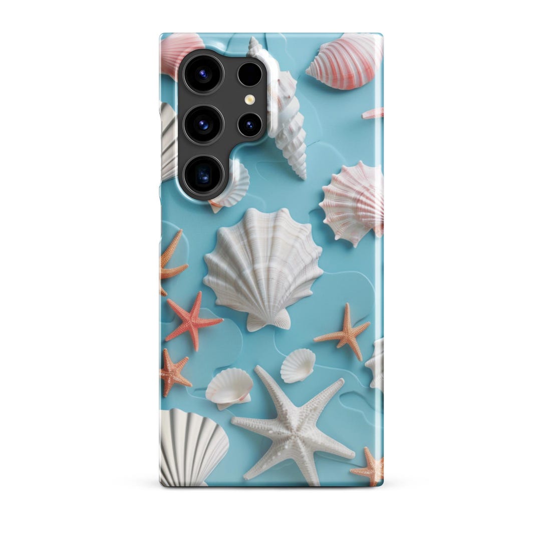 Seashell and Starfish Snap Samsung Phone Case Coastal Beach Phone Case, Nautical Ocean Theme for ...