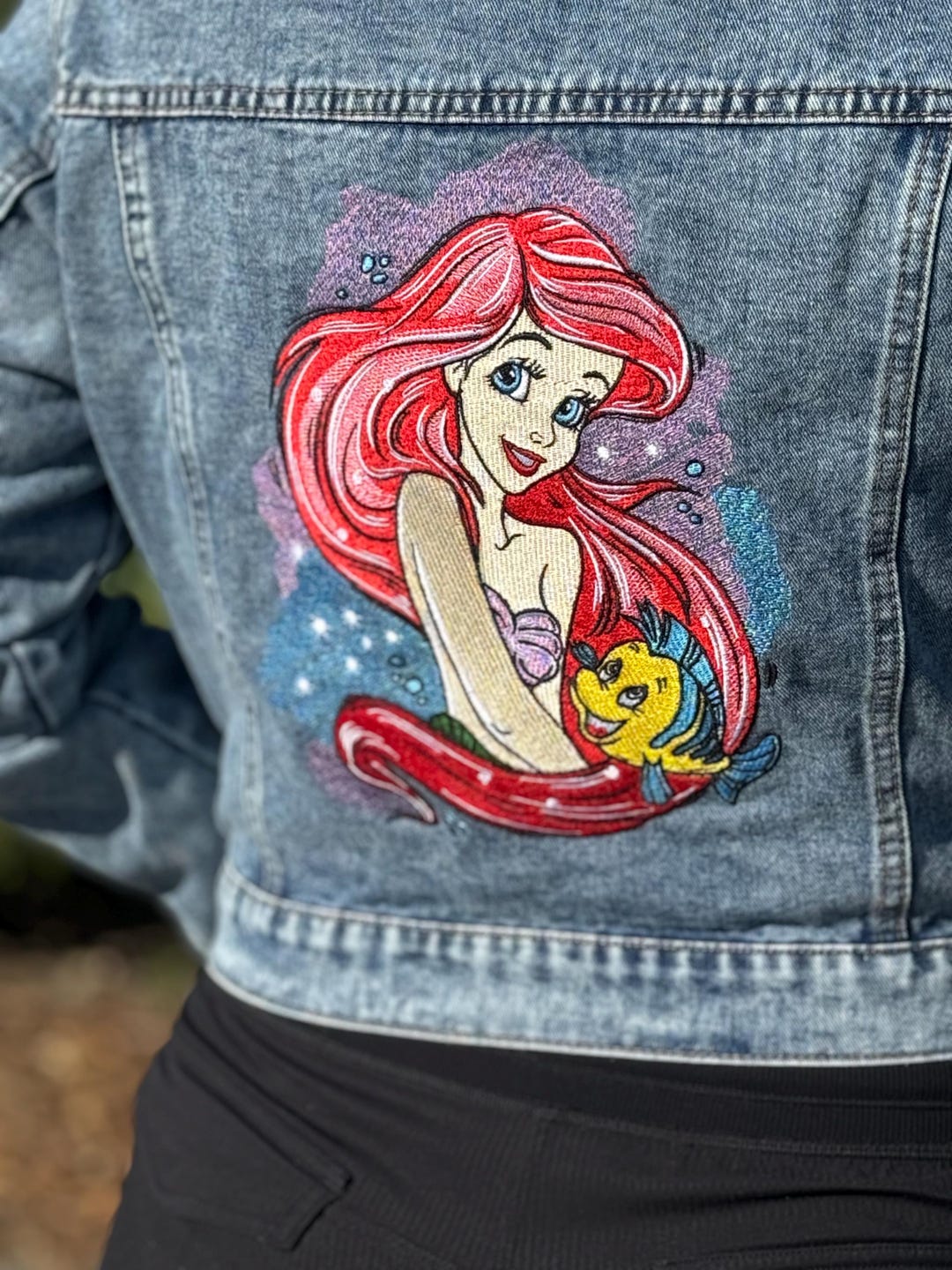 Disney Little Mermaid Embroidered Jean Jacket, Ariel Jacket, Disney ...
