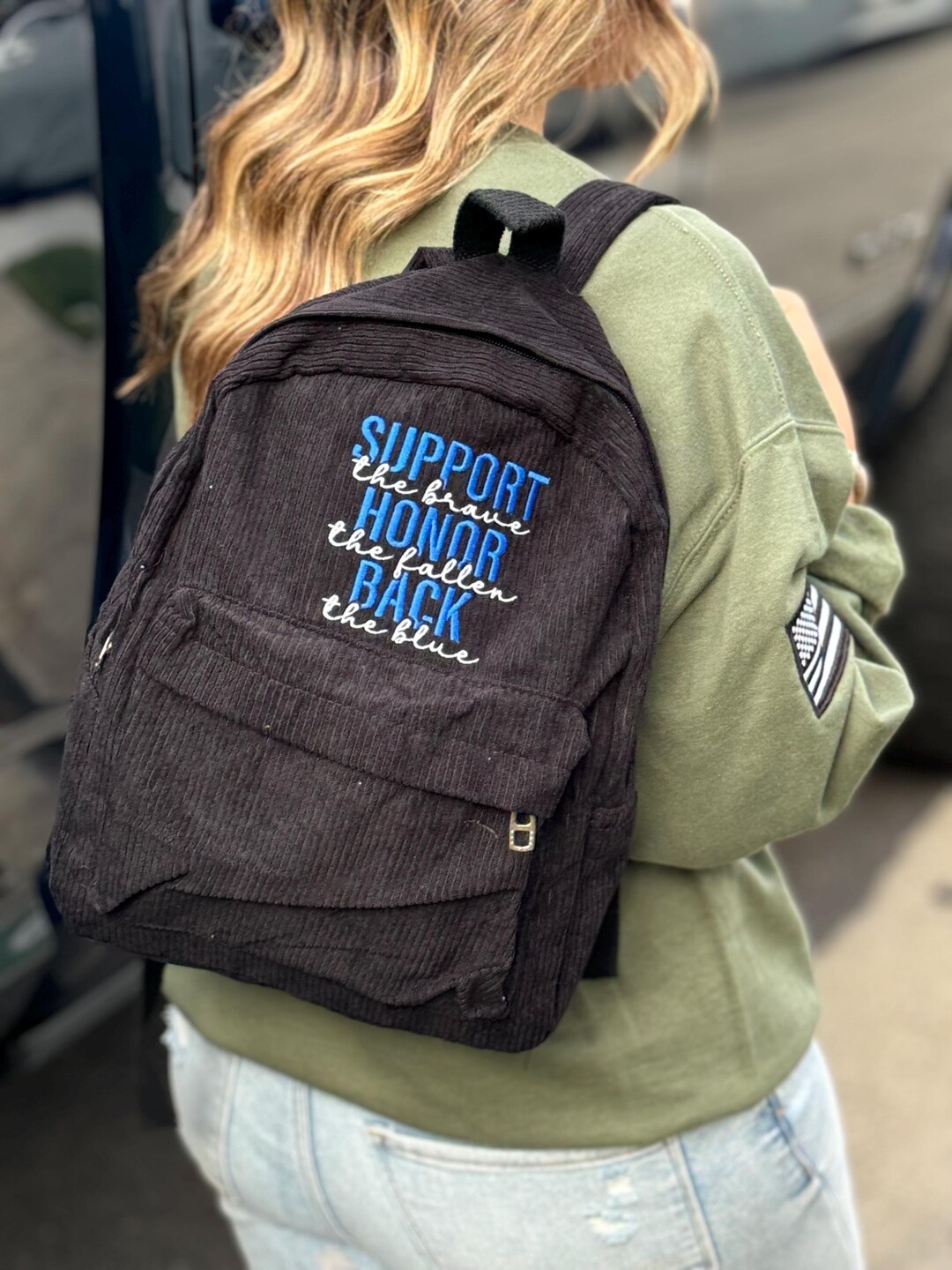 Thin Blue Line Backpack, Police Gift, Support Honor Back the Blue ...