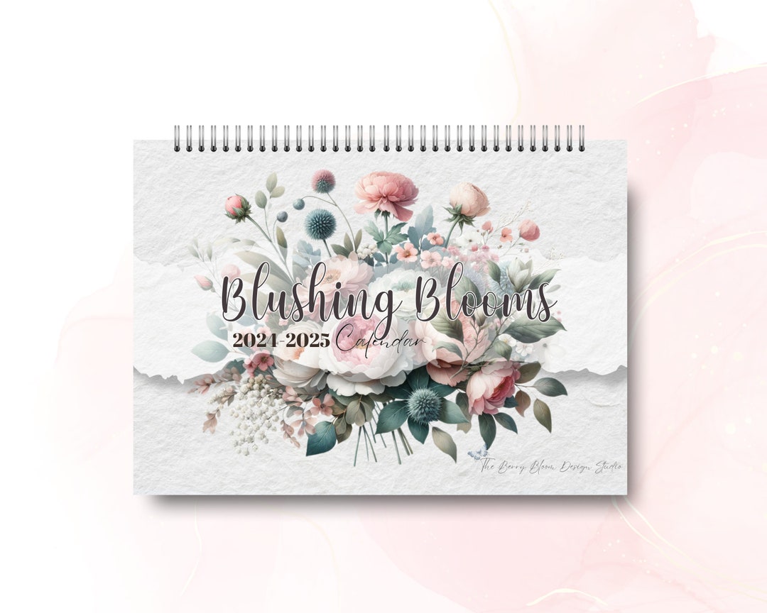 Blushing Blooms 2024-2025 Calendar - Printable Floral Design Calendar ...
