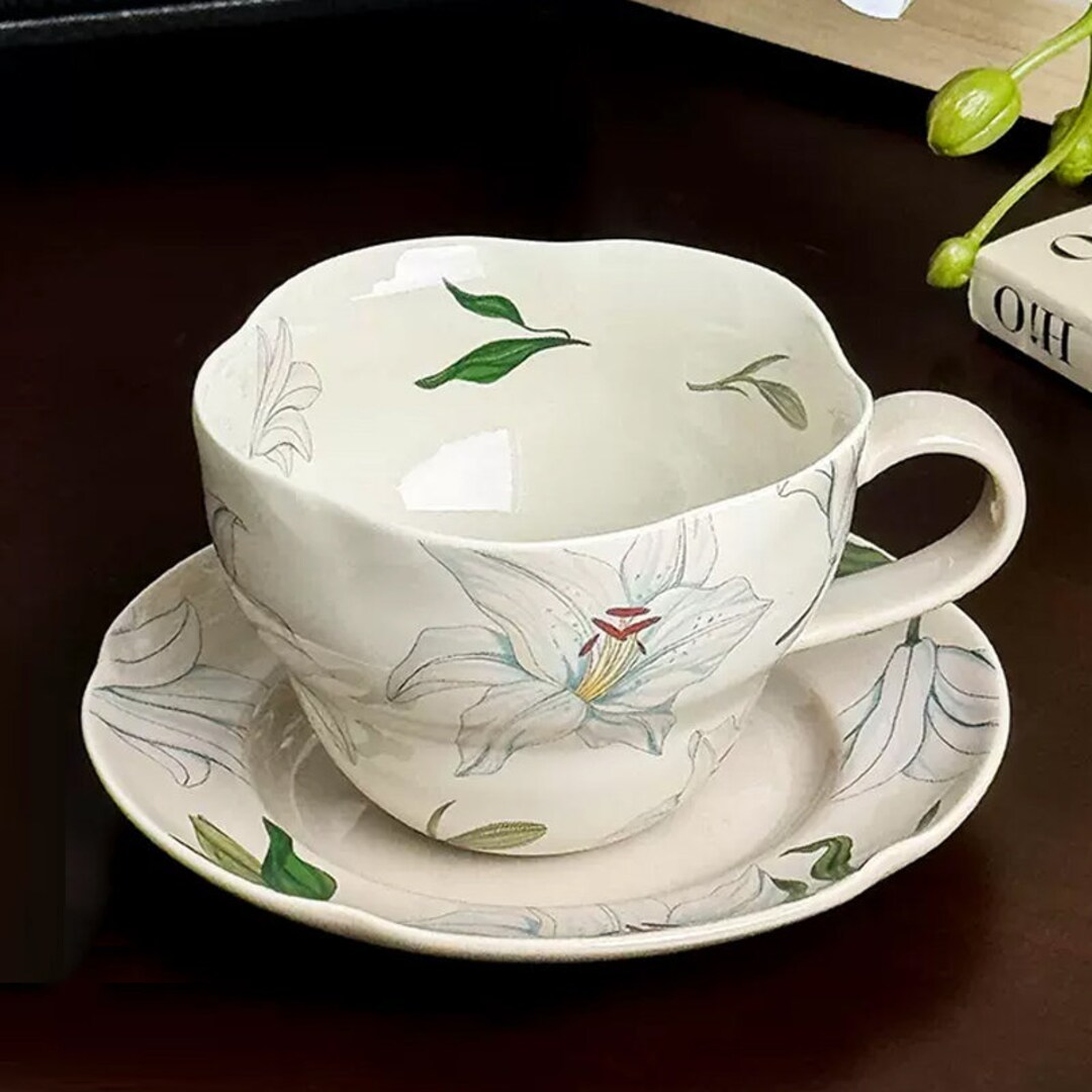 Afternoon Tea Cups Flower Tea Cups and Saucers Ceramic Coffee Cups Tea ...