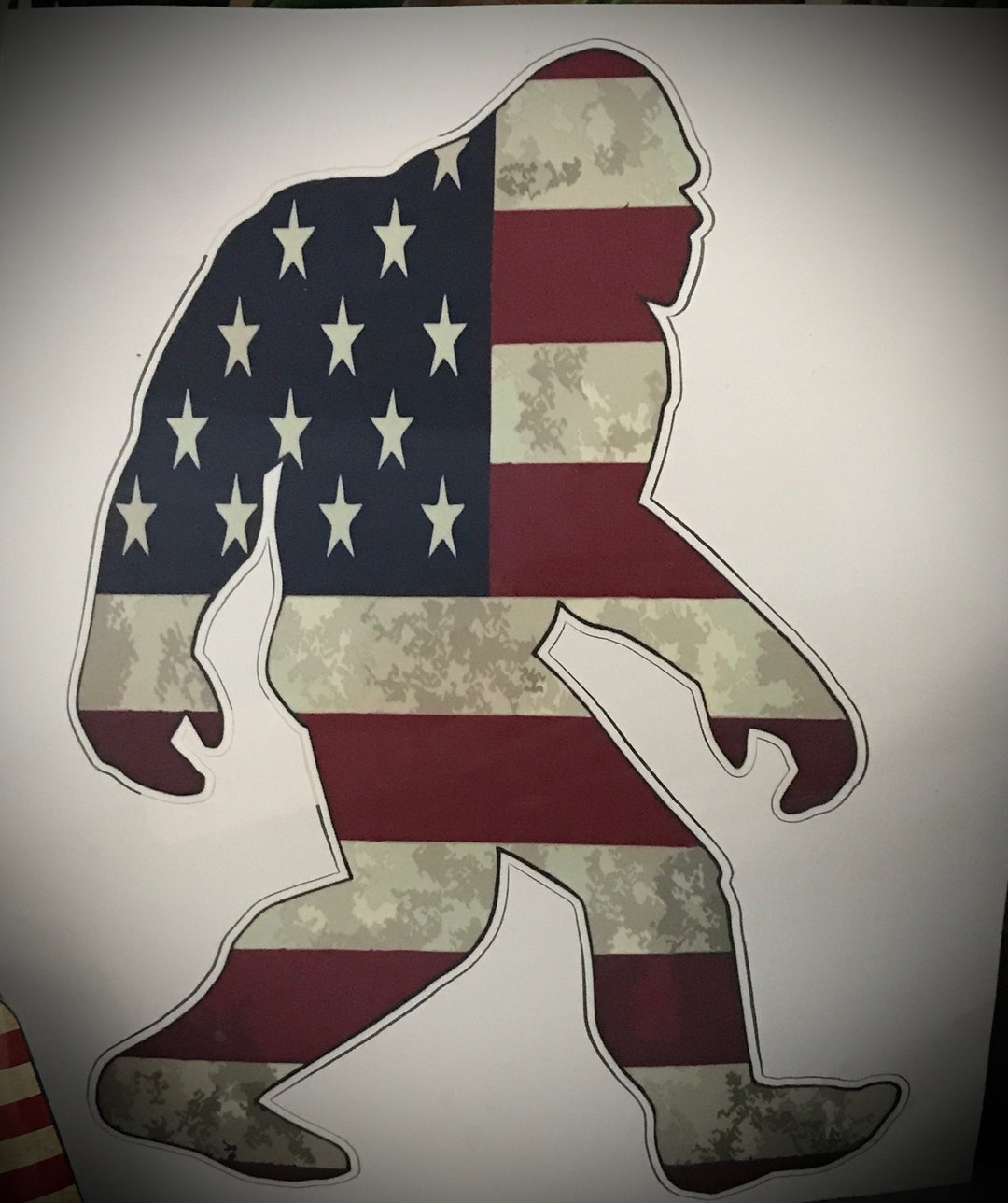 American Sasquatch Decal American Flag Bigfoot Car Sticker Vinyl ...