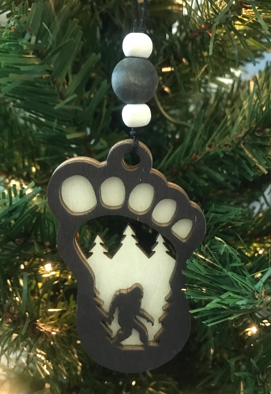 Sasquatch Ornament | Wood Bigfoot Christmas Tree Ornament | American ...