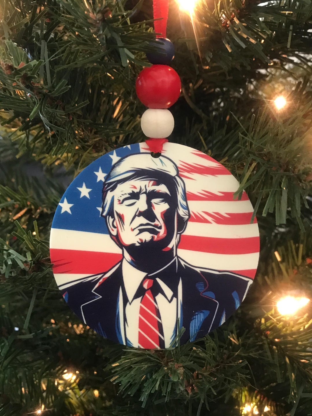 Trump Christmas Tree Ornament | 3” Acrylic Round Trump Ornament | Trump ...