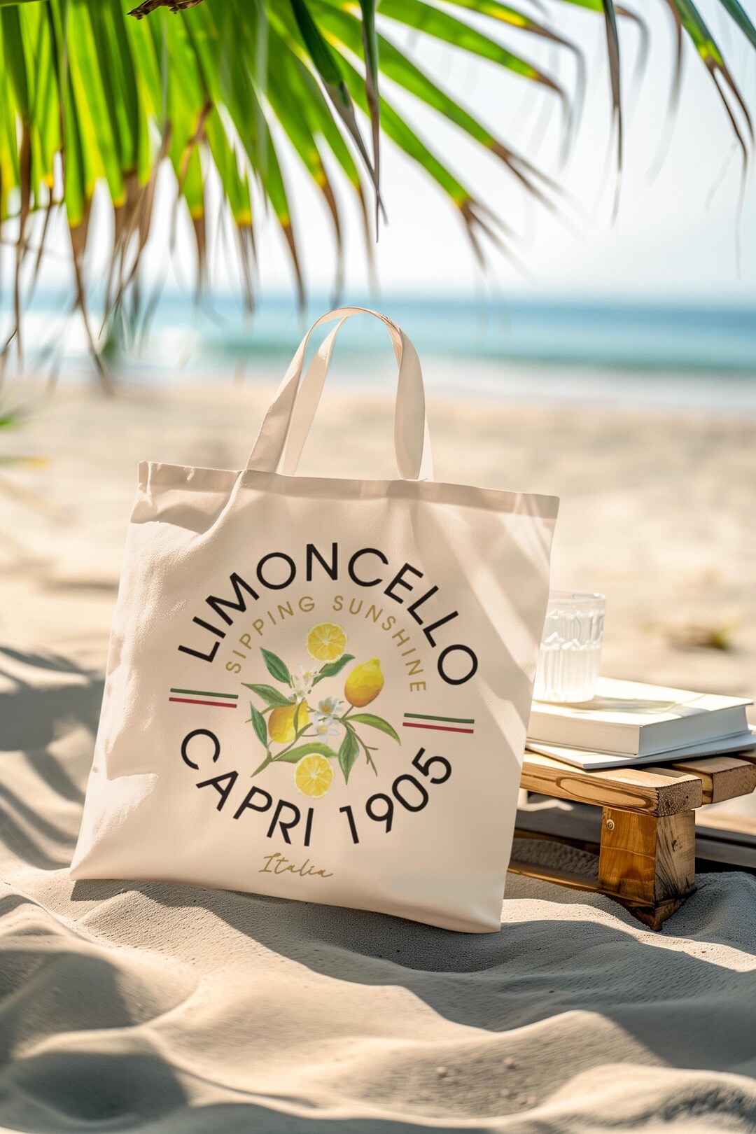 Limoncello Tote Bag, Capri Tote Bag, Italy Canvas Tote, Italian Market ...
