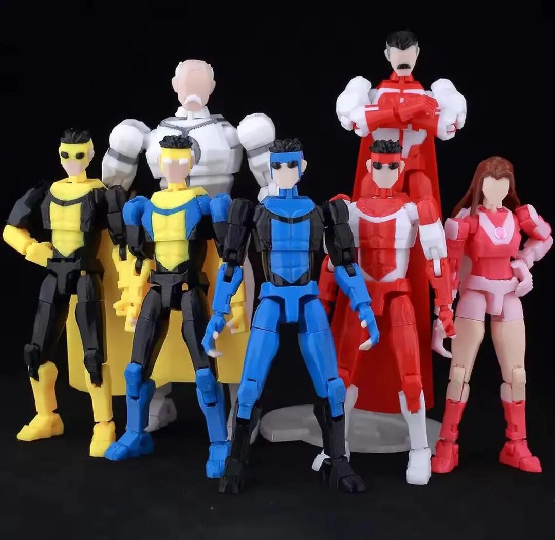 Low Poly Polygon 3D Printed Dynamic Figurines - Invincible and Omni-man ...
