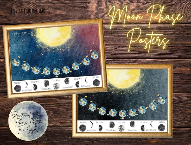 Phases of the Moon, Luna Poster Pack, Educational Resource, Morning ...