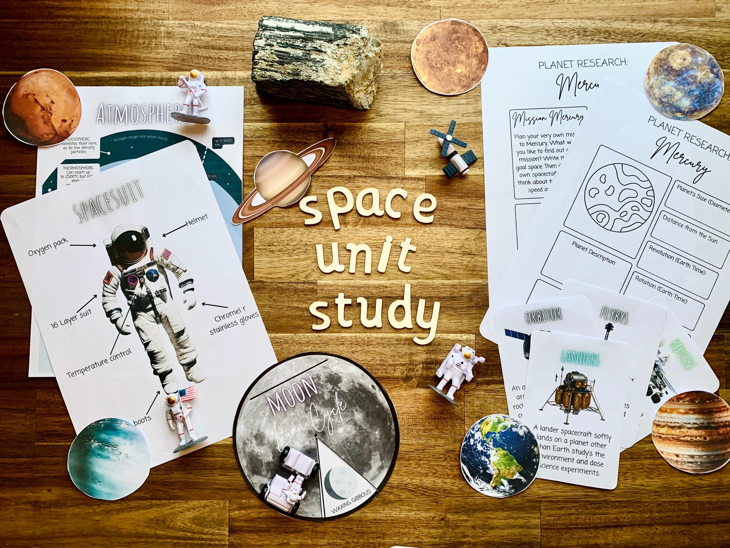 Space Unit Study and Moon Phase Unit Study Bundle, Homeschool ...
