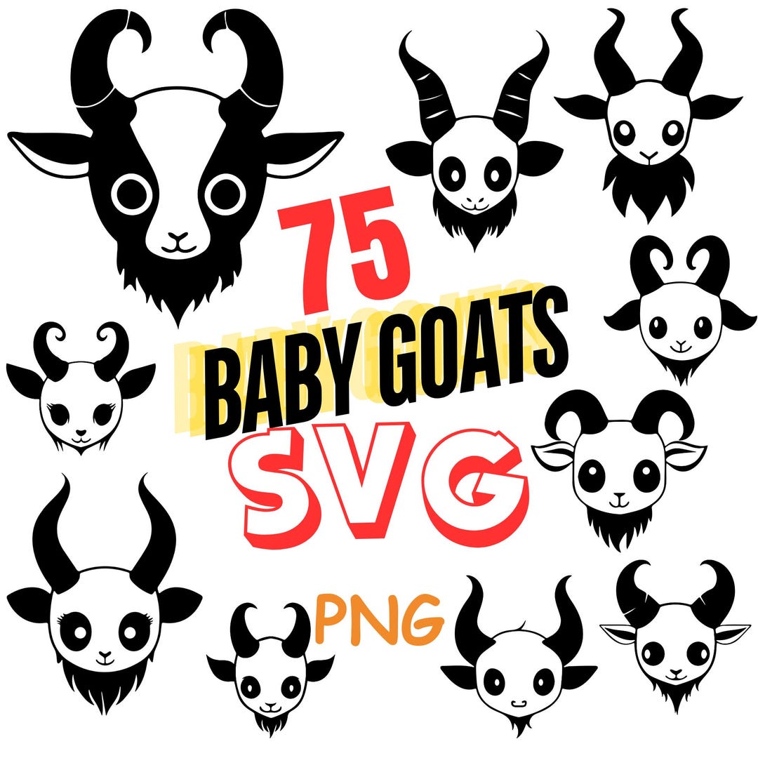 75 Super Cute Goats, Digital Designs PVG, 300 DPI Transparent ...