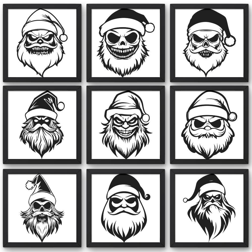 40 Demonic Santa Vector Designs, Scary Christmas Clipart (SVG, PNG) - Etsy