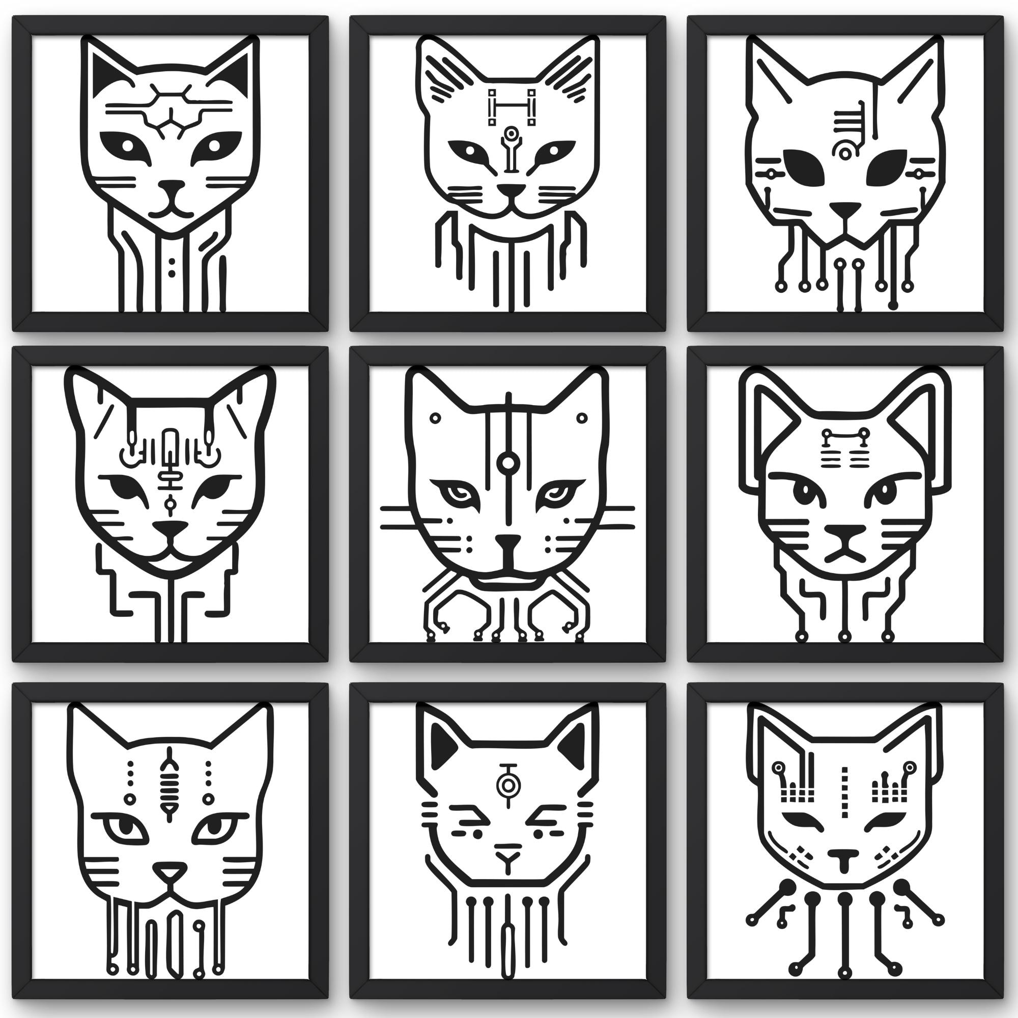 Circuit Cat Vector Designs, 40+ Robot Cyborg Clipart (SVG, PNG) - Etsy