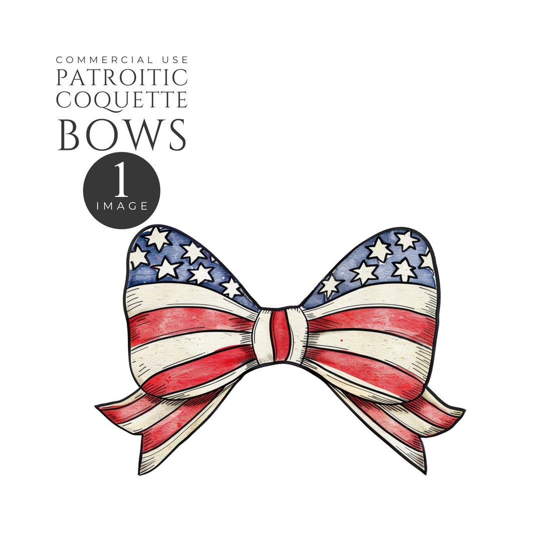 Patriotic Coquette Bow Single Clipart, 4th of July, Independence Day ...